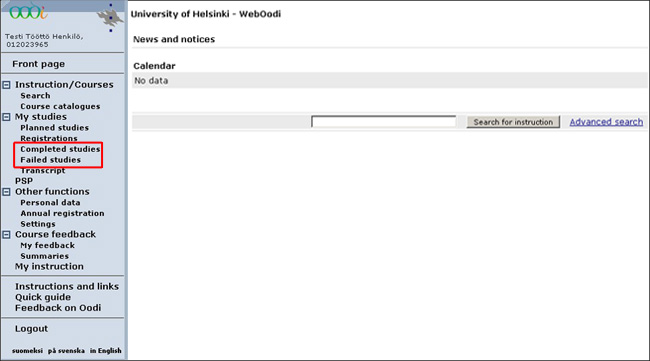 WebOodi instructions - Open University, University of Helsinki